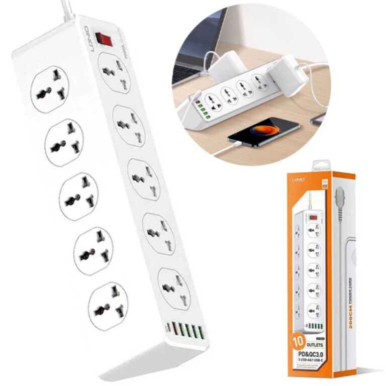 LDNIO SC10610 2500W Universal 10 Sockets + 4 USB Ports + 1 Type-C PD ...