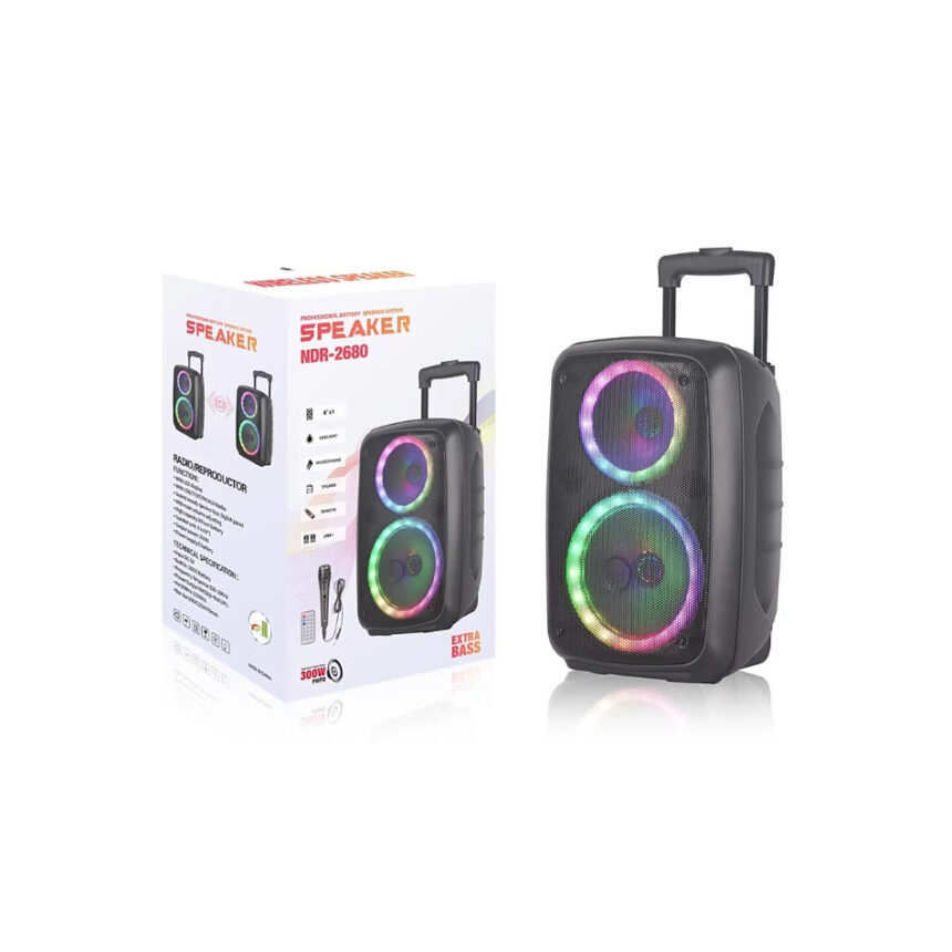 NDR-F88 8 inch X 2 Bluetooth Speaker with Wired Microphone & Remote ...